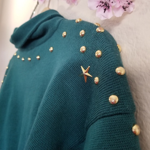 Meister | Sweaters | Vintage Meister Sweater Gold Star Cowl Neck Green ...